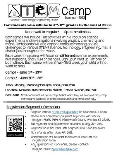 Maize Recreation Commission: USD 266 - STEM Camp